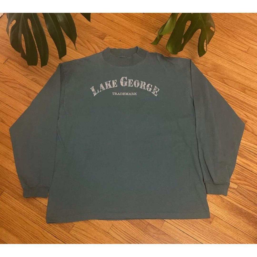 Vintage 90s XL Lake George New York Adirondacks ADK Mock Neck ...