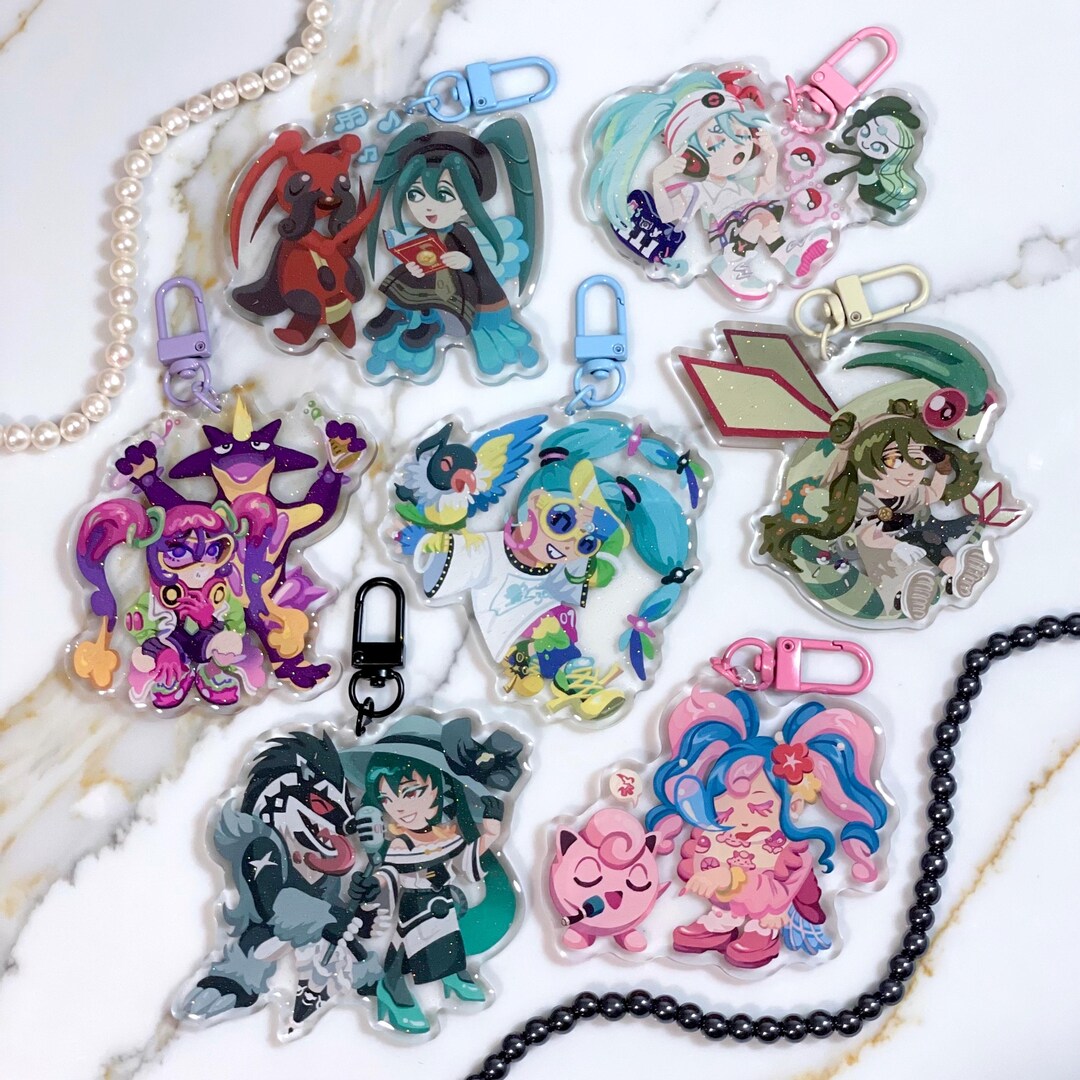 Pokémiku Project Voltage 3" Acrylic Charms | Psychic | Fairy | Poison ...