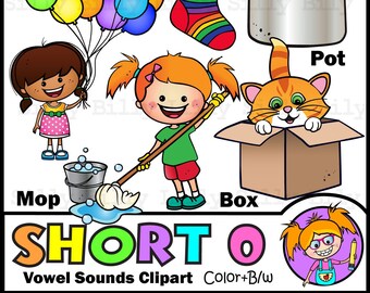 Phonics LONG O Vowel Sound B/W & Color Clipart. lilly Silly | Etsy