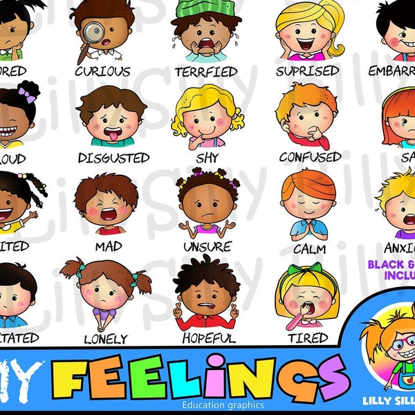 Children Feelings Faces Clip Art Set 1 Chirp Graphics - Etsy Canada