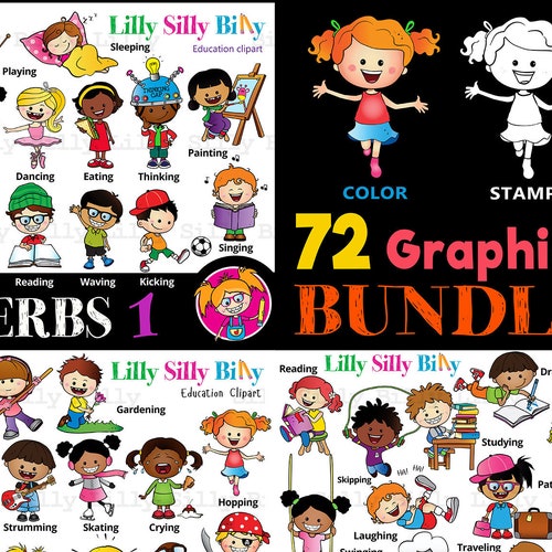 VERBS 1 Clipart for Small Commercial and Education Use. - Etsy