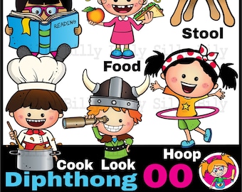 Diphthong BUNDLE. Phonics Illustrated Words Clipart in | Etsy