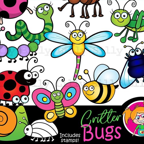 Clipart Bugs Cute Colorful Insects. Graphics for Small - Etsy