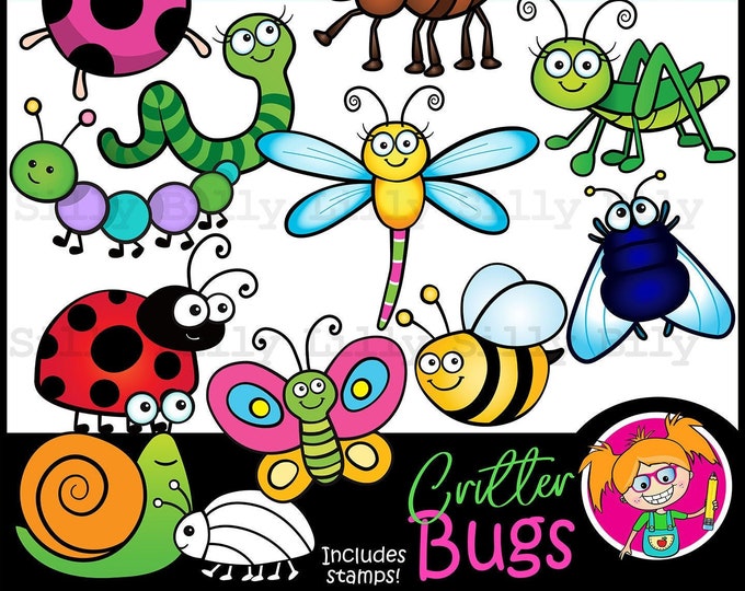 Cute Bugs Clipart, Insects Clipart, Garden Bugs Clipart, Snail, Ladybug ...