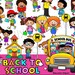 Back to School Kids. Clipart, Black and White & COLOR, Small Commercial ...
