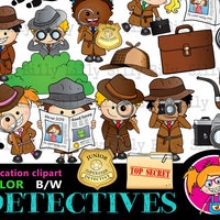 Detective Clip Art: Secret Agent Illustrations (PNG Files, Digital ...