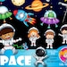 SPACE Clipart. BLACK and WHITE and Color. Education Graphics | Etsy