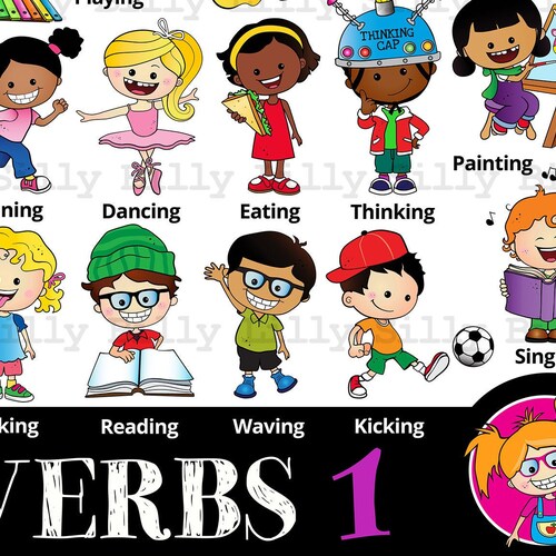 VERBS 1 Clipart for Small Commercial and Education Use. - Etsy
