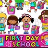 Little BIG Kids. BLACK and WHITE and Full Color Clipart Set. Education ...