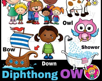 Diphthong 'OU'. Phonics Illustrated Words B/W & | Etsy