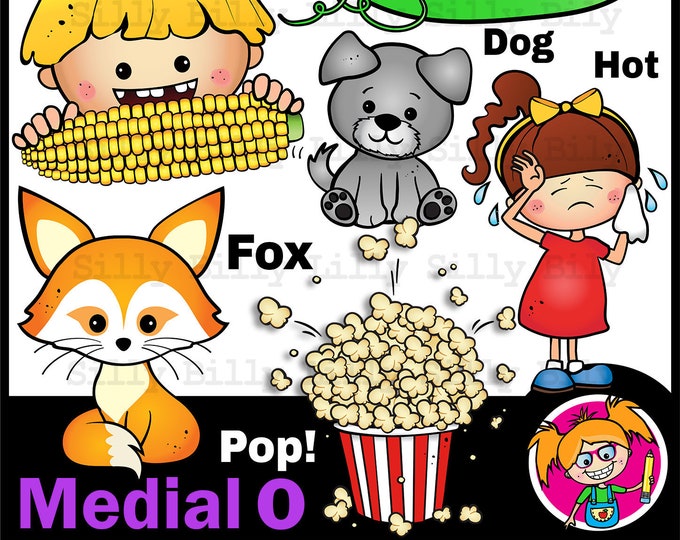 Medial o Clip Art Illustrated Words B/W & Color Clipart - Etsy
