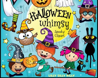 Cute Halloween Clipart Not-so-scary Illustrations for Small | Etsy