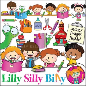 Back to School Clipart, 48 Clipart Images (BLACK and WHITE & COLOR ...