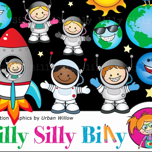 Cute Solar System Clipart Planets Clip Art Set Space - Etsy