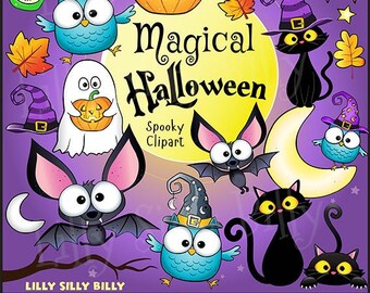 Halloween Whimsy clipart Not-so-scary illustrations for | Etsy