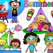 Summer Time. Clipart, Black and White & COLOR, Small Commercial and ...