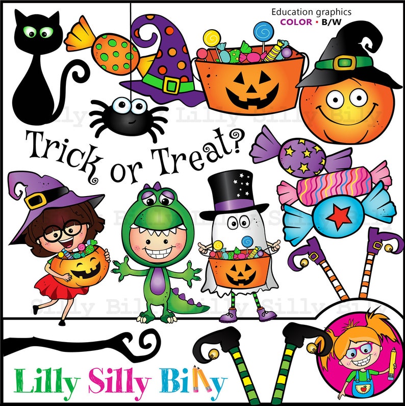 Halloween Fun Clipart Not-so-scary Illustrations for Small - Etsy