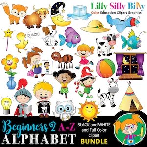 Alphabet BIG BUNDLE- 216 Images: Black and White/ Color Graphics A - Z ...