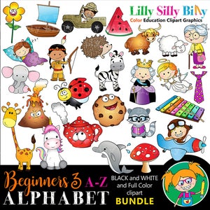 Alphabet BIG BUNDLE- 216 Images: Black and White/ Color Graphics A - Z ...