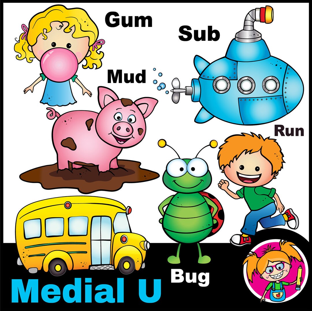 Medial ‘u’ Clip Art, Illustrated Words - B/W & Color Clipart for Small ...