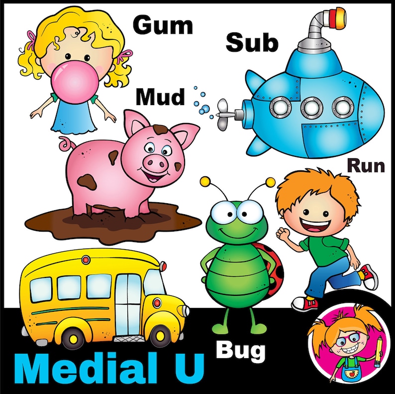 Medial u Clip Art Illustrated Words B/W & Color Clipart - Etsy Hong Kong