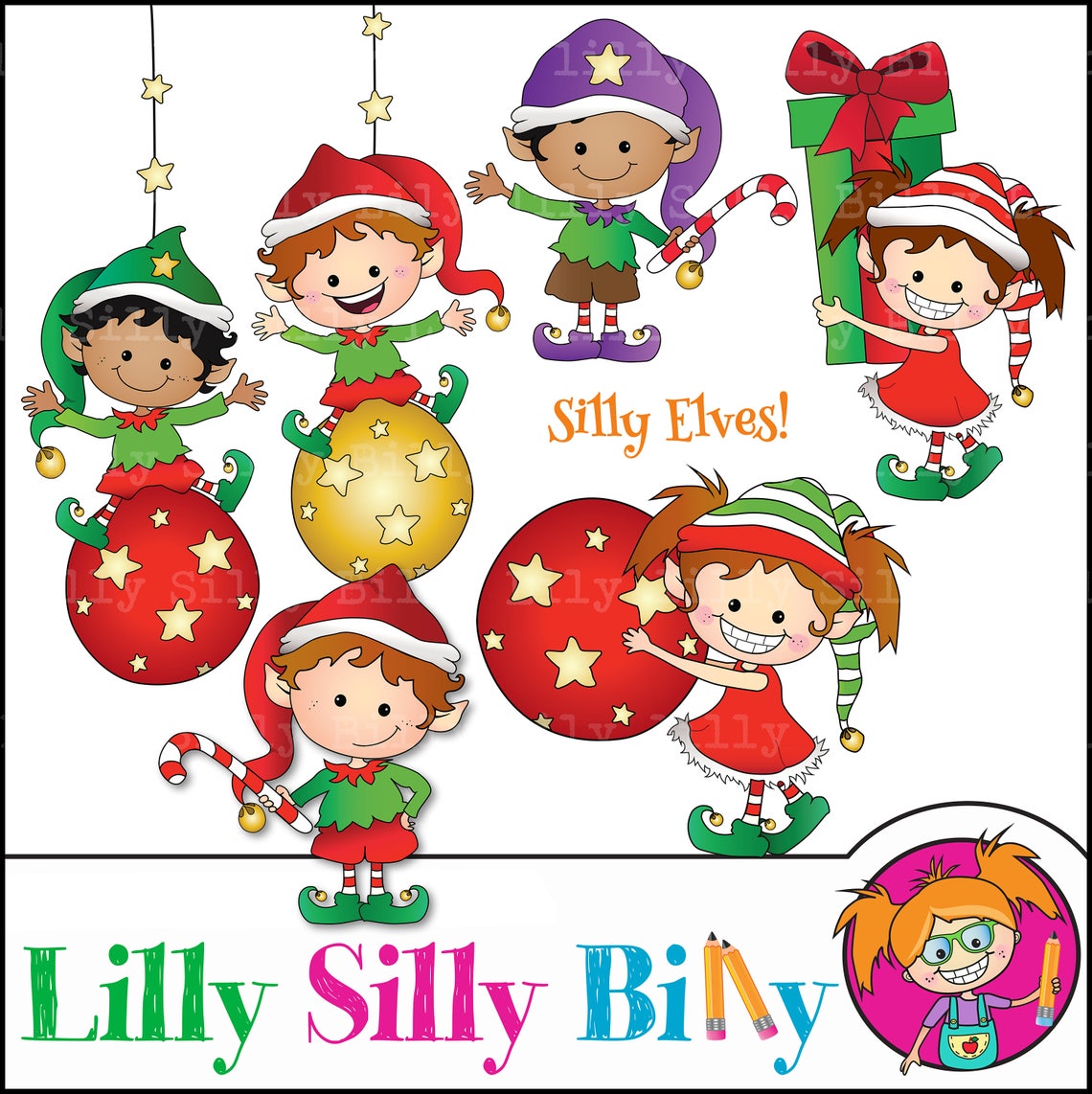 Santa's Helpers, Clip Art Elves, Christmas Elves and Ornaments ...