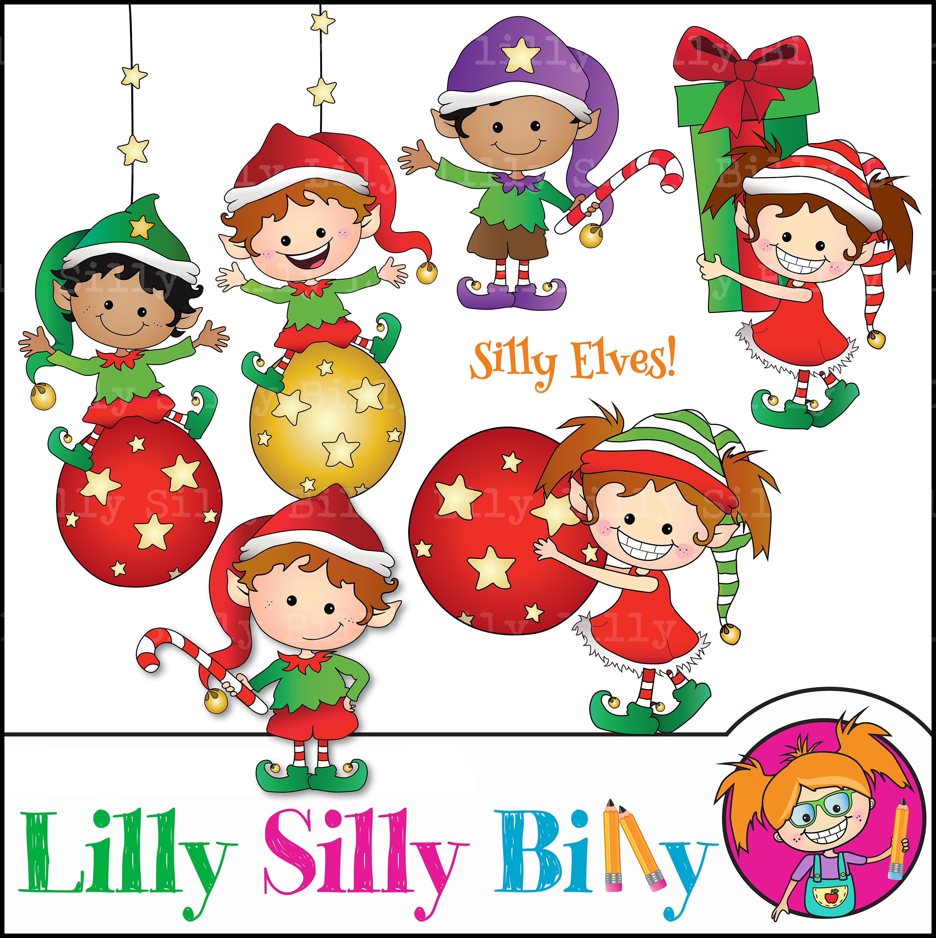 Santa's Helpers, Clip Art Elves, Christmas Elves and Ornaments ...
