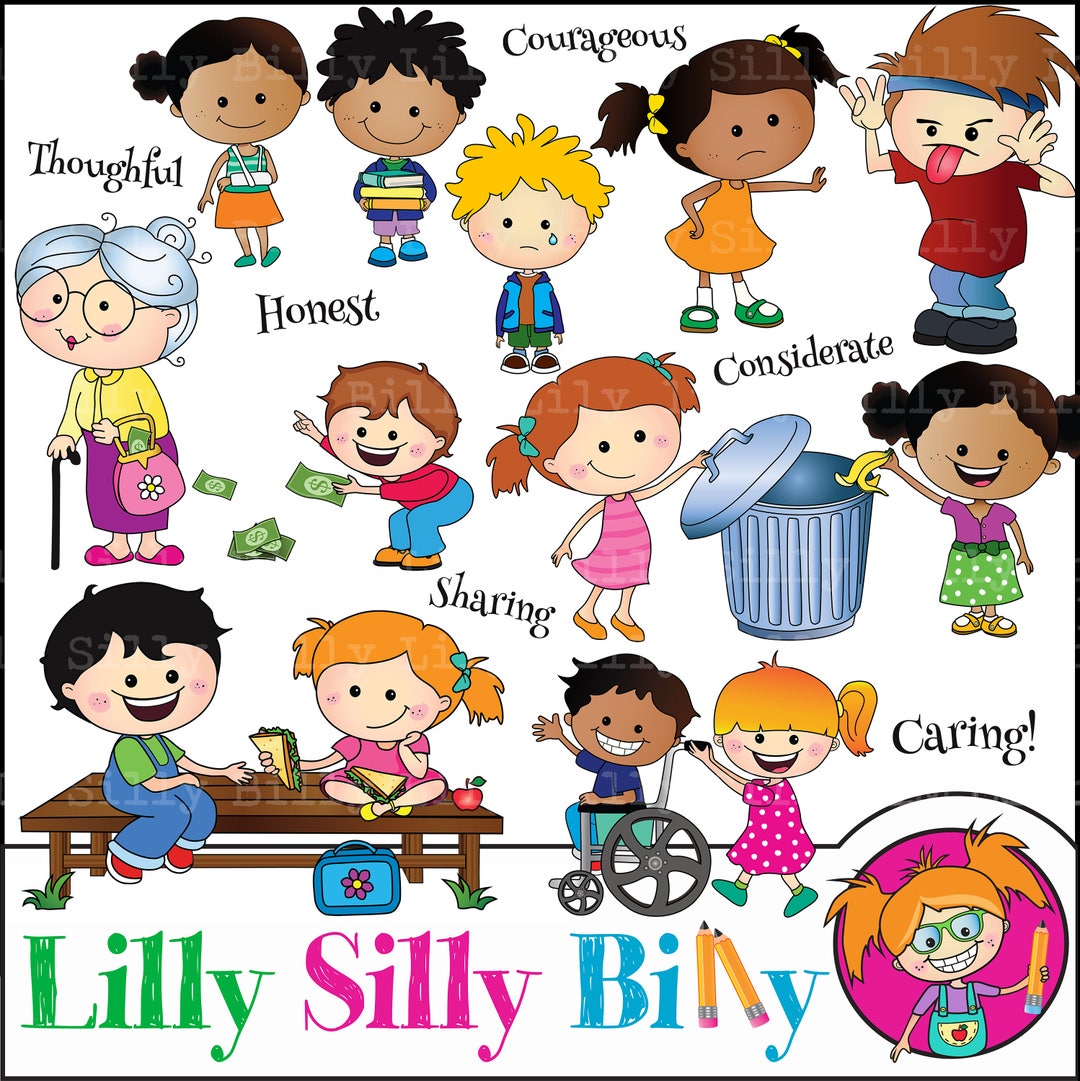 Children s Values Education Clipart Cute Children Practicing Kindness