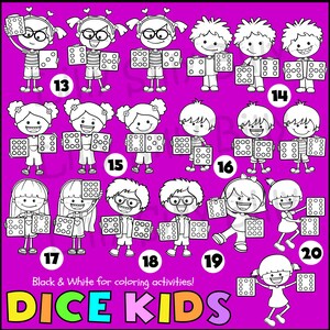 Dice Kids. Numbers 13-20. Clipart of Kids With Dice. Small Commercial ...