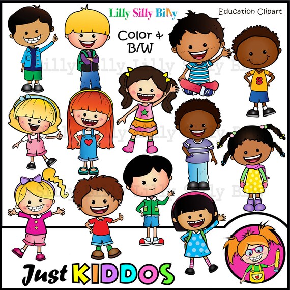Just Kiddo's. Clipart in BLACK and WHITE and Full Color. - Etsy