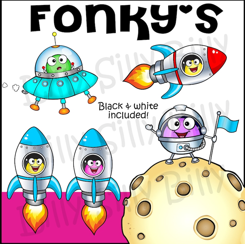 SPACE FONKY'S Clipart Collection. Lilly Silly Billy. Small Commercial ...