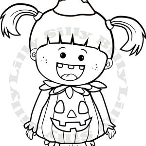 Halloween Kids Clipart. BLACK and WHITE and COLOR. Children of Diverse ...