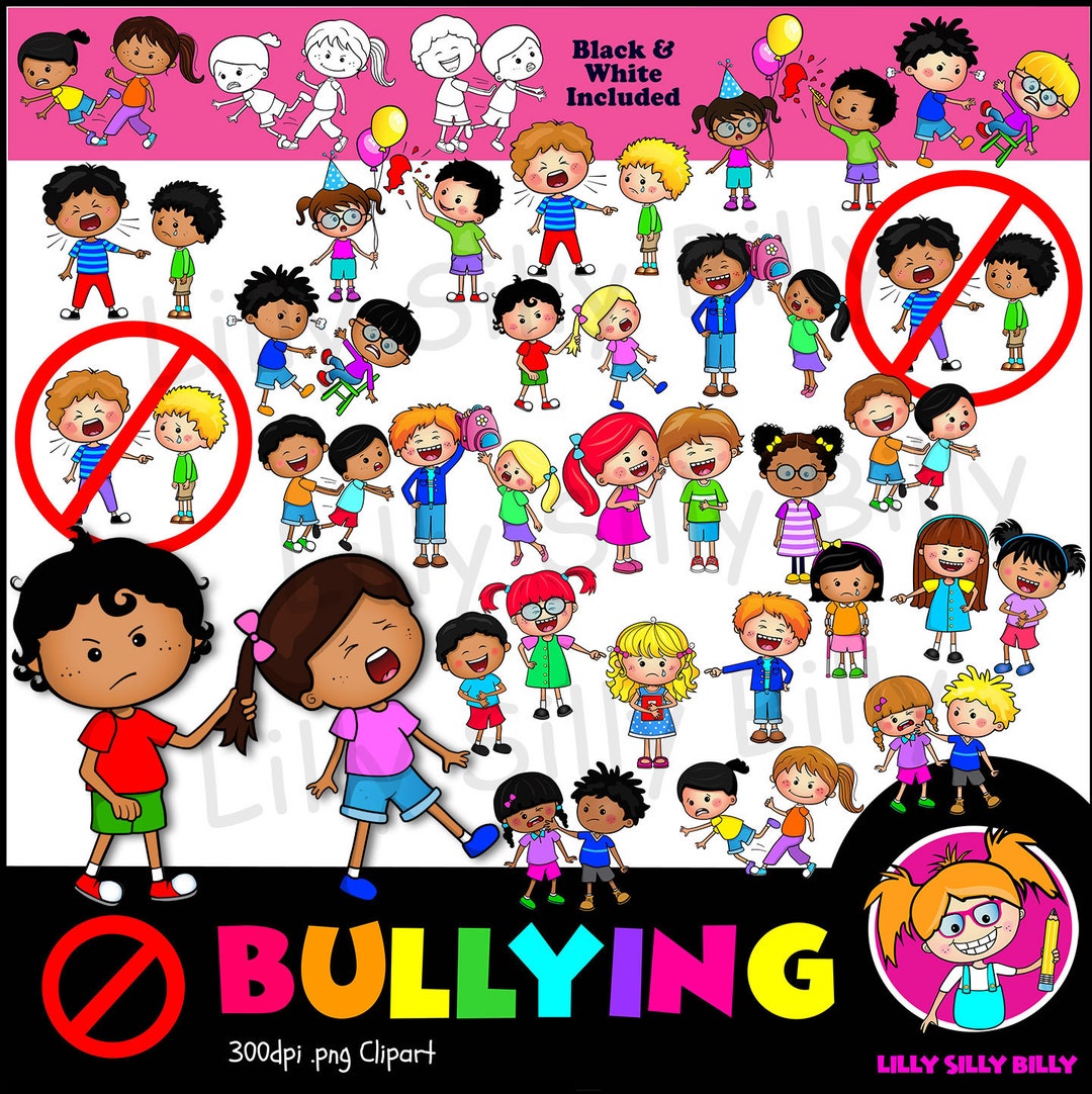 No Bullying Clipart Black And White And Color Small Commercial Use Etsy