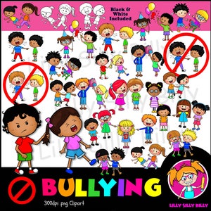 No Bullying! Clipart, Black and White & COLOR, Small Commercial Use. - Etsy