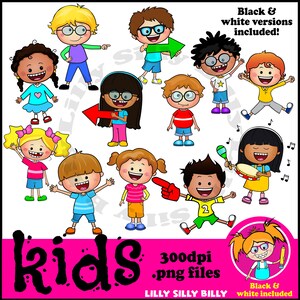 Kids. Clipart in Color & Black/white. {lilly Silly Billy}. Small ...