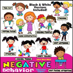 Positive and Negative Behaviour - Clipart BUNDLE in BLACK & WHITE/ Full ...