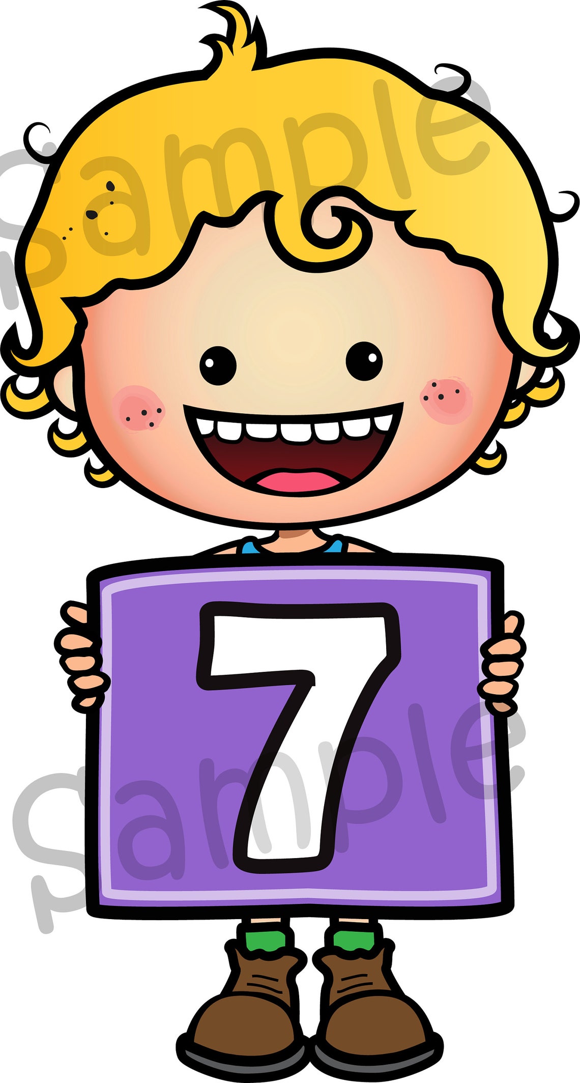 Kids With Numbers 0-10. Cute Clipart for Teachers Aids. Digital Clipart ...