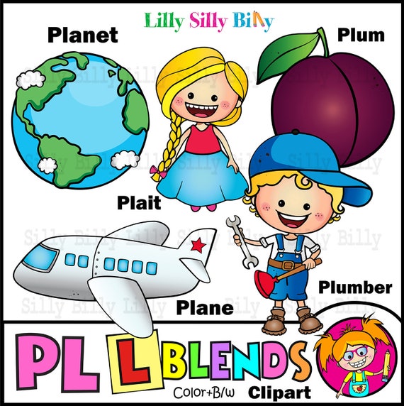 L Blends PL Black and White and Color Clipart. Phonics/ | Etsy