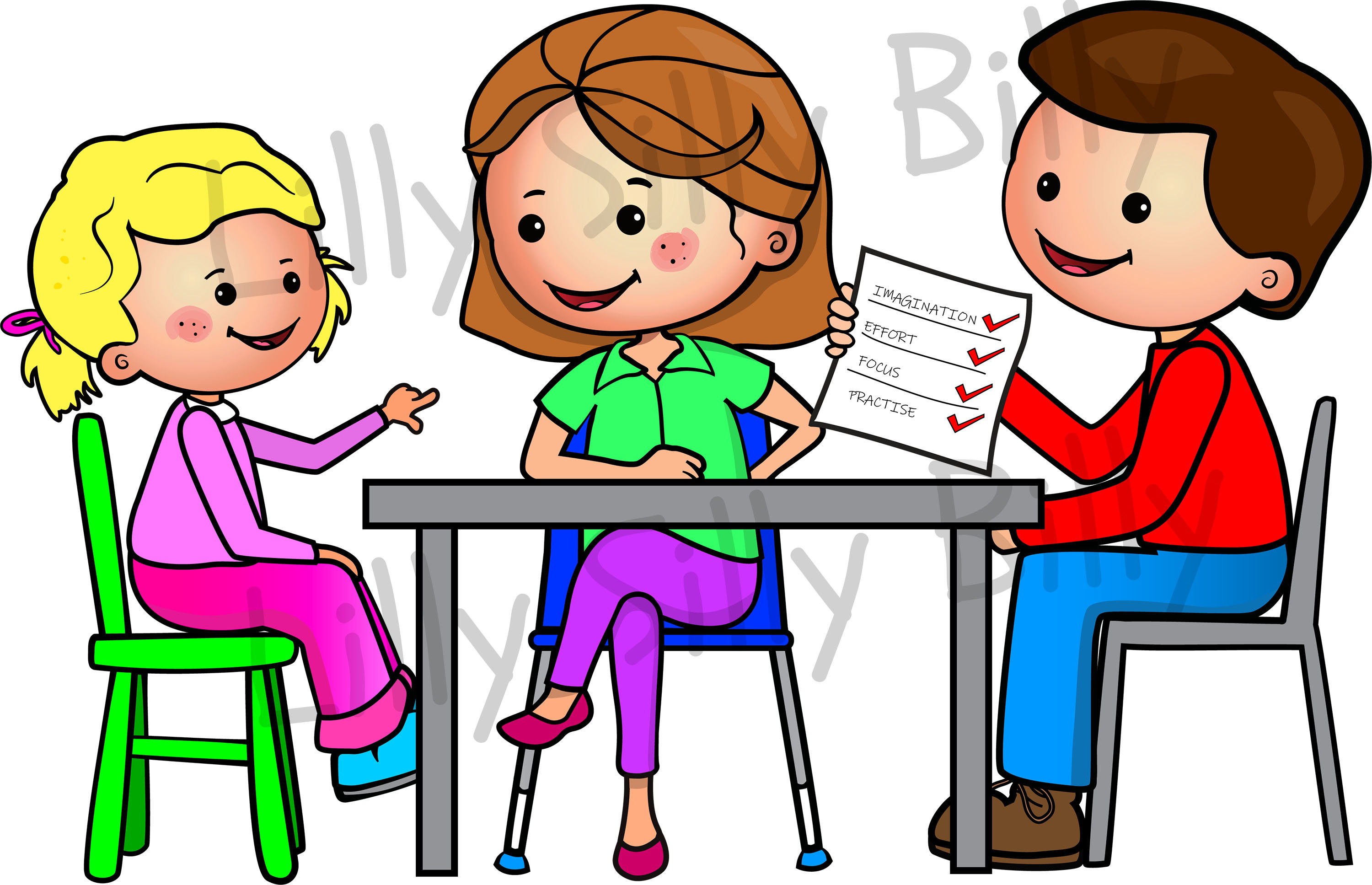 Students Working At Table Clipart