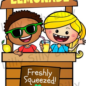 Lemonade Stand! - BLACK and WHITE/ and Full Color Clipart. Educational ...