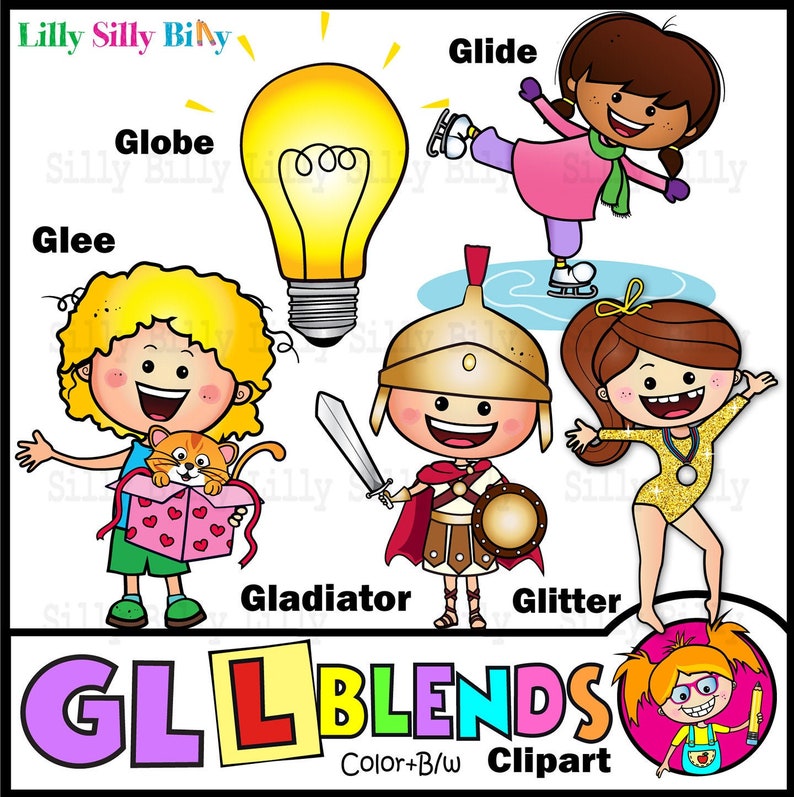 L Blends GL Black and White and Color Clipart. Phonics/ - Etsy