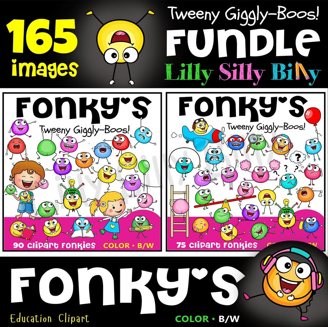 FONKY'S - Tweeny Giggly-boos FUNDLE! Clipart Bundle in Color and Black ...