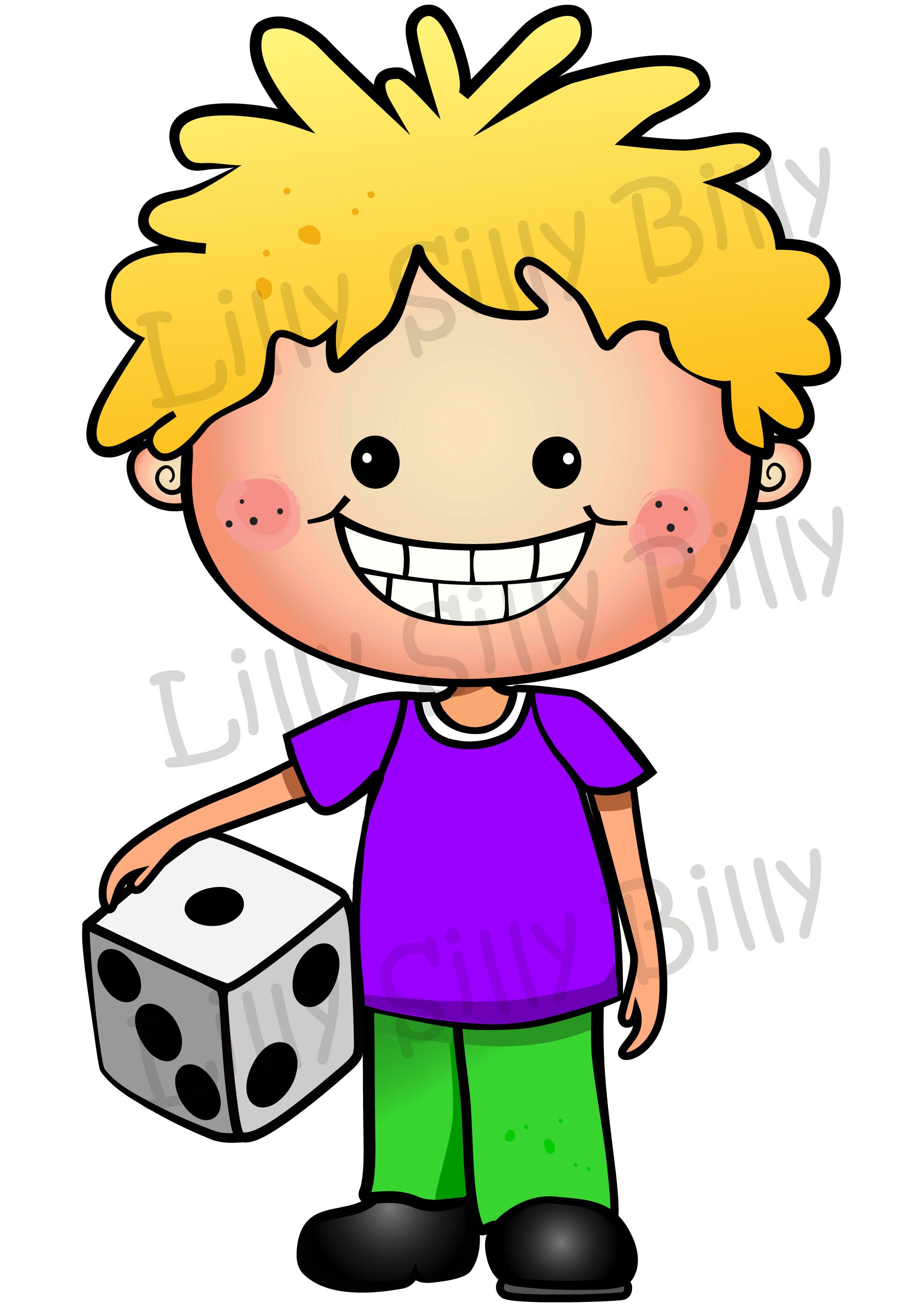 Dice Kids. Numbers 7-12. Clipart of Kids With Dice. Small Commercial ...