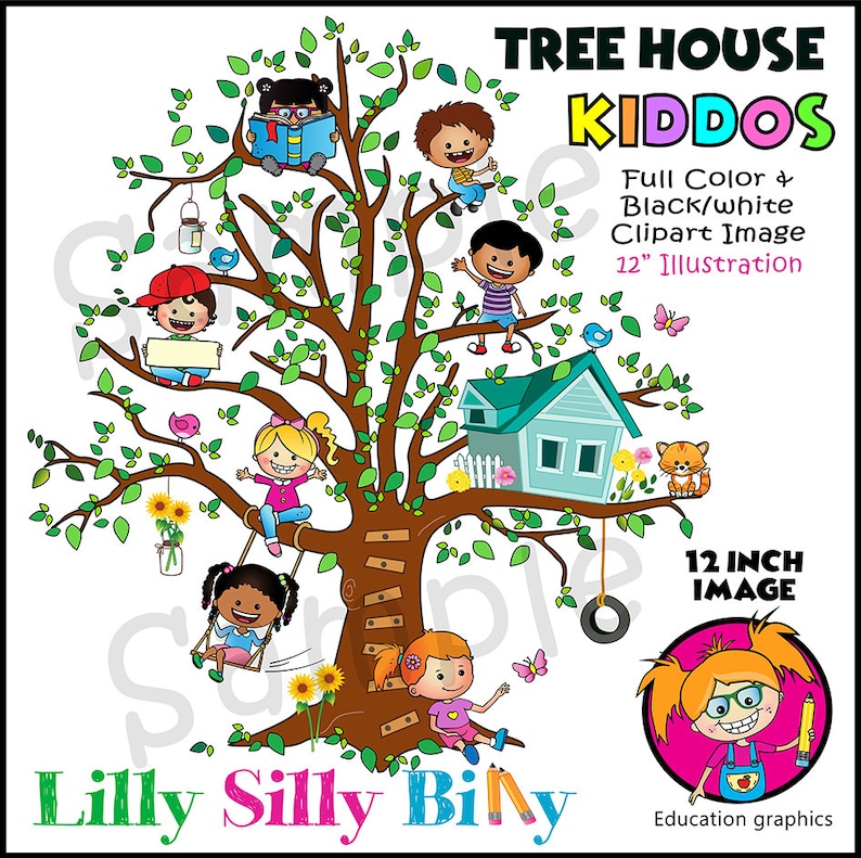 TREE HOUSE KIDDOS, With Separate Characters! 12 Inch Clipart Image - Etsy