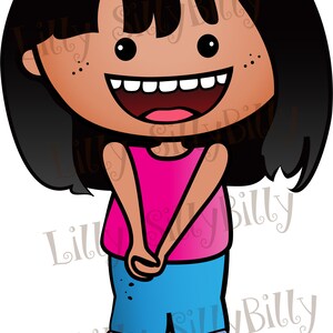 Little BIG Kids. BLACK and WHITE and Full Color Clipart Set. Education ...