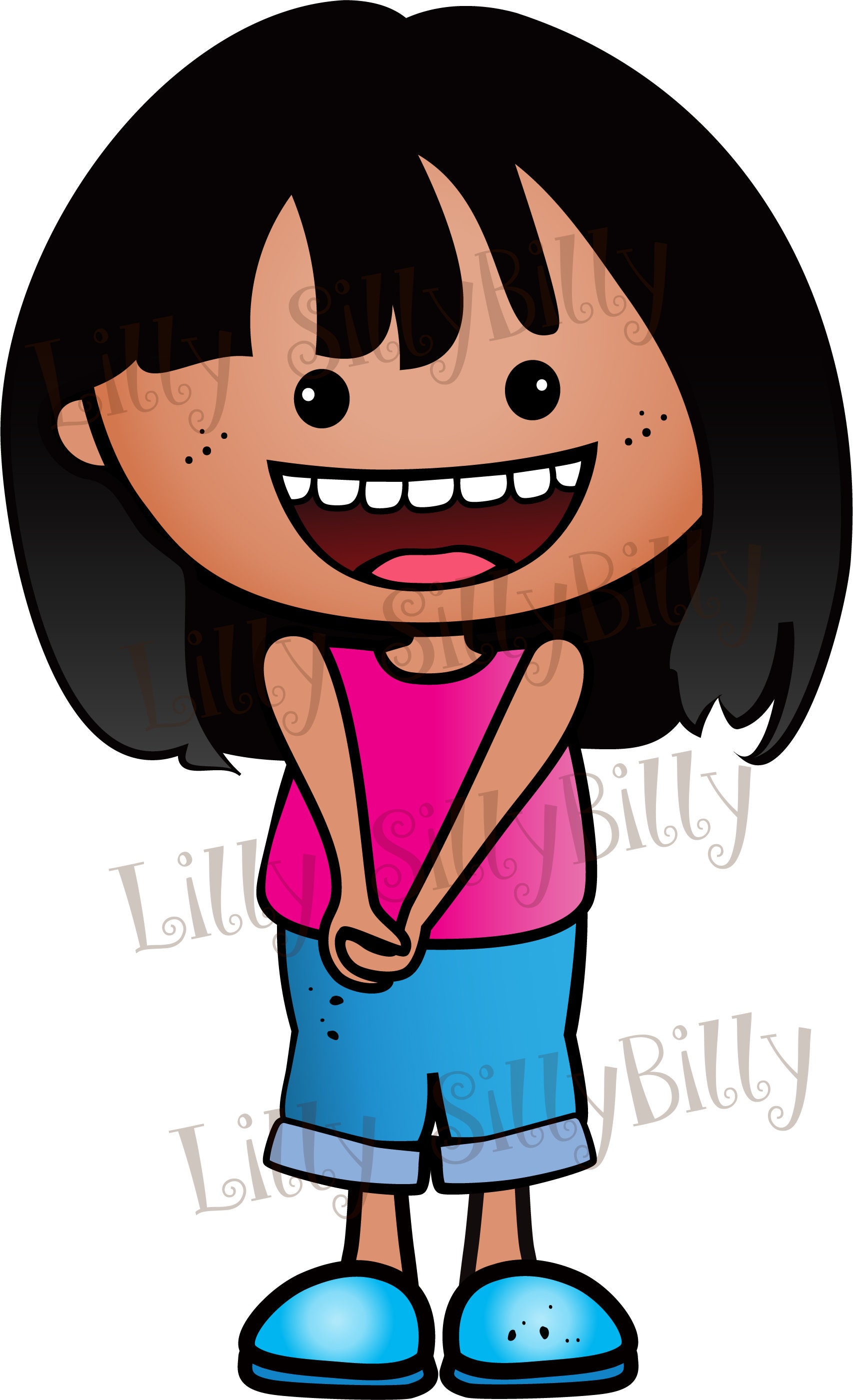 Little BIG Kids. BLACK and WHITE and Full Color Clipart Set. Education ...