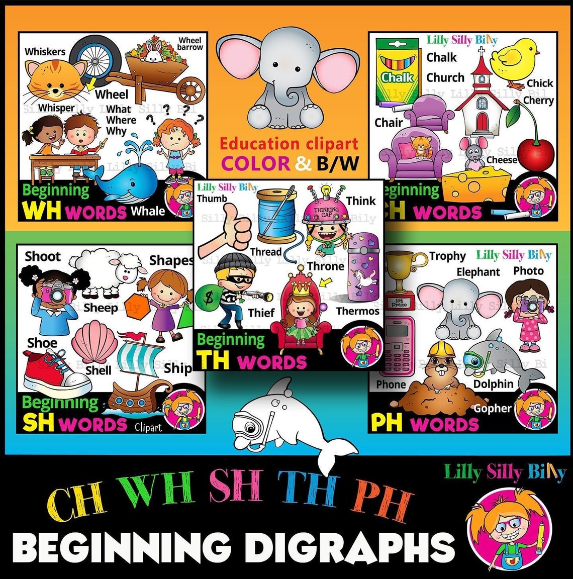 Beginning Digraphs. Clip Art VALUE BUNDLE for Small Commercial - Etsy