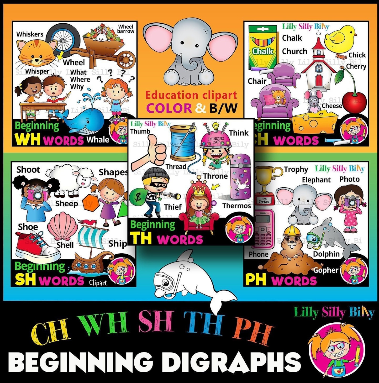 Beginning Digraphs. Clip Art VALUE BUNDLE for Small Commercial - Etsy