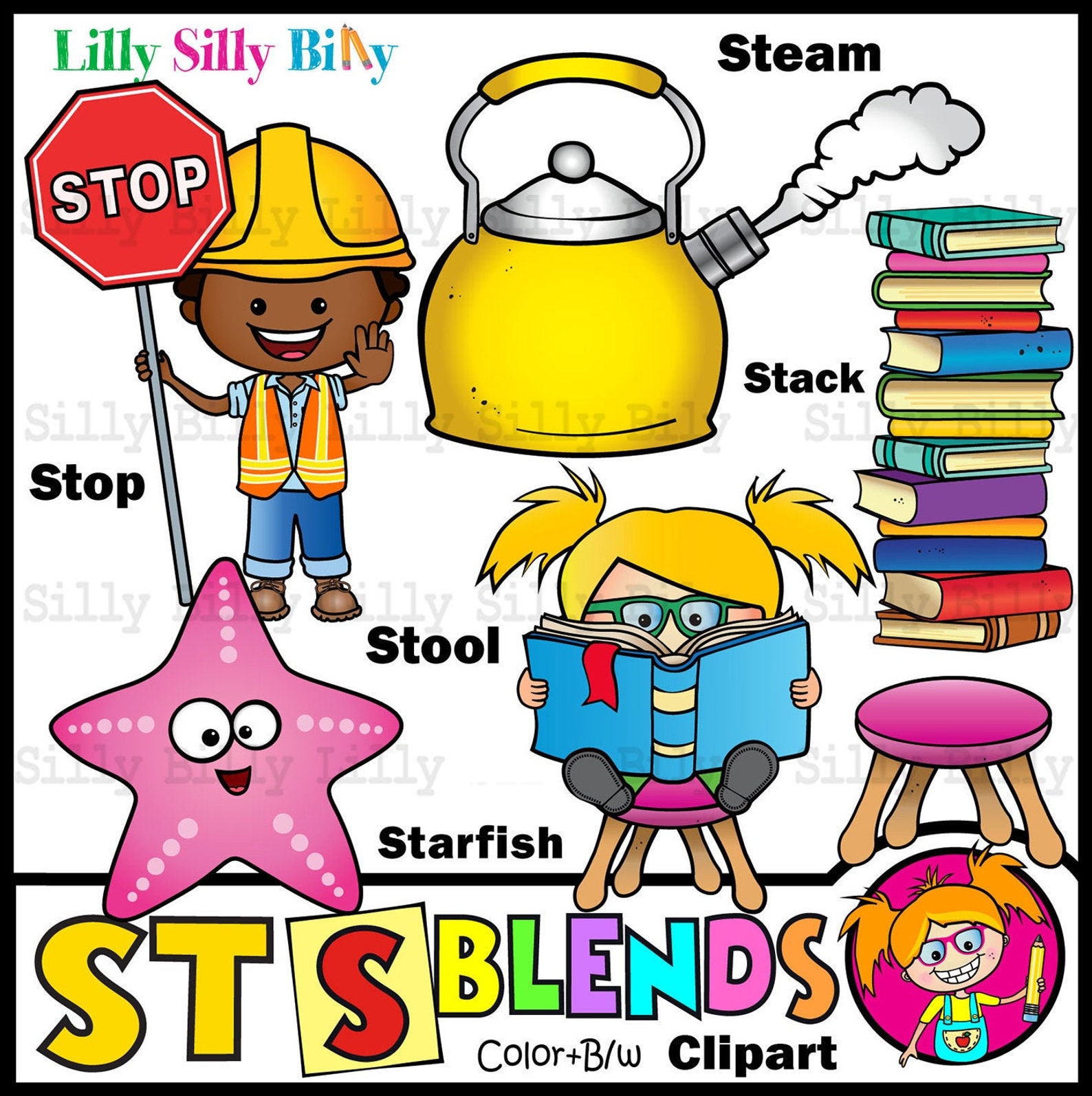 S Blends st Black and White and Color Clipart. Word - Etsy