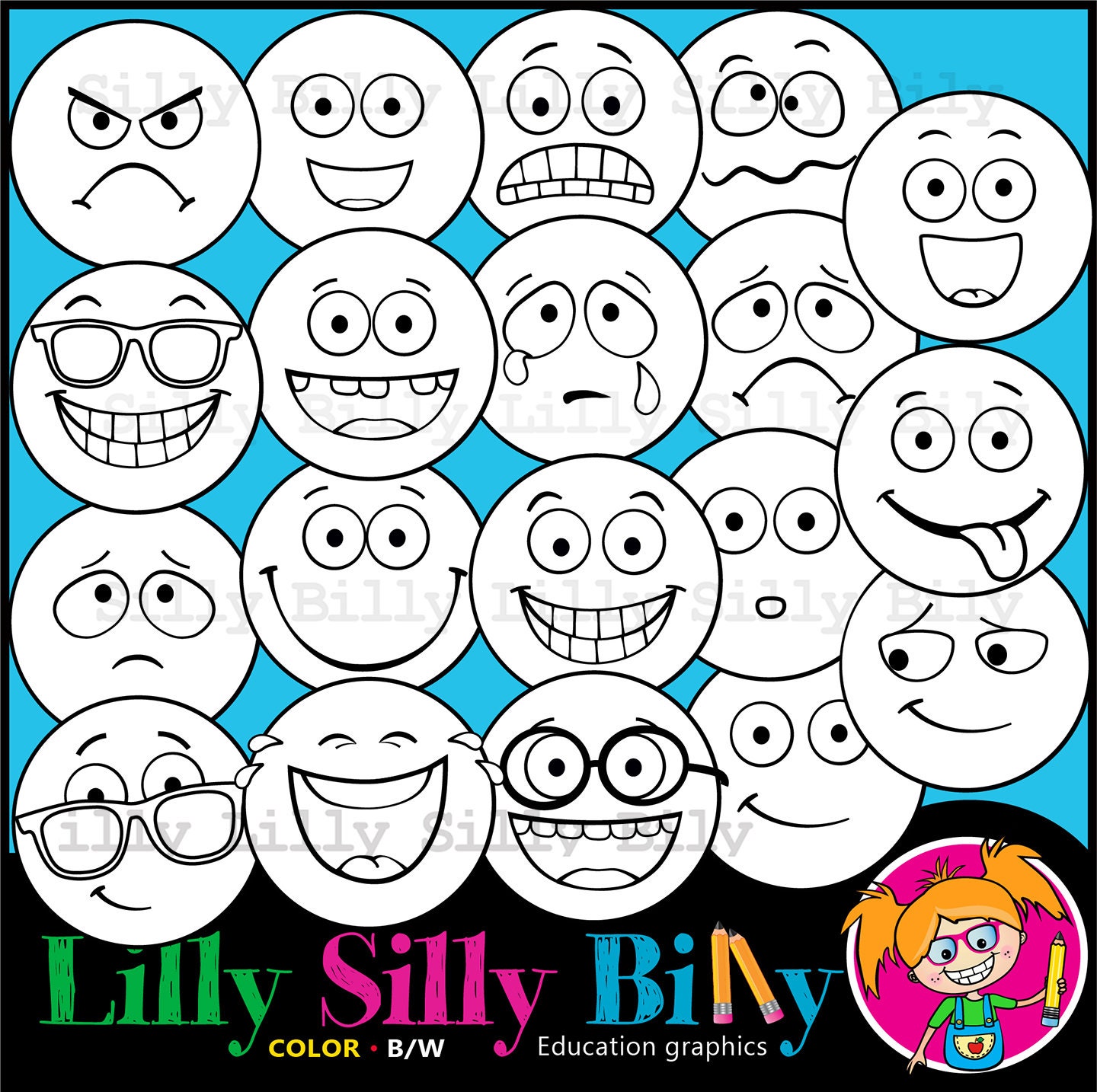 Clipart Emoji's 'brainy Buds' Children's Educational Graphics. Images ...